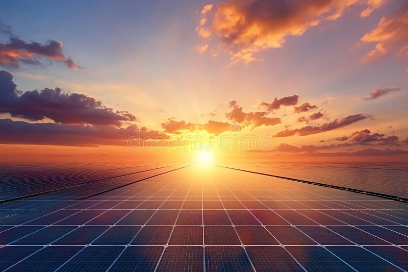 Solar Panels Reflecting Dramatic Sunset Sky Stock Photos - Free ...