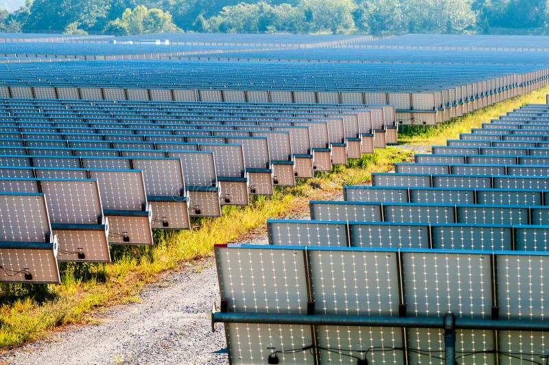 Solar Panels Field a Sunny Day Stock Photo - Image of environmental ...
