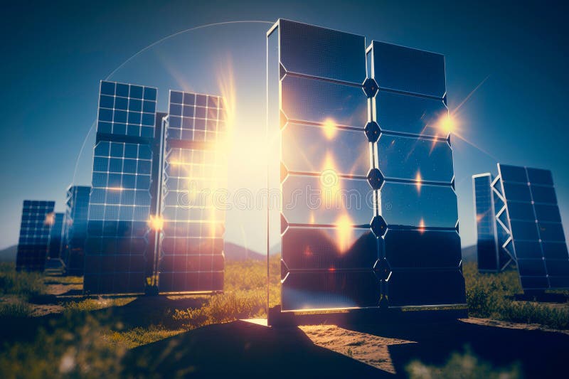 Solar Panels in the Field. Green Enegry. Alternative Source of Electric ...