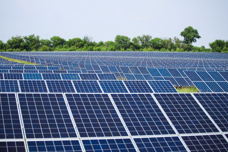 Solar Panels Fields on the Green Hills Stock Image - Image of ...
