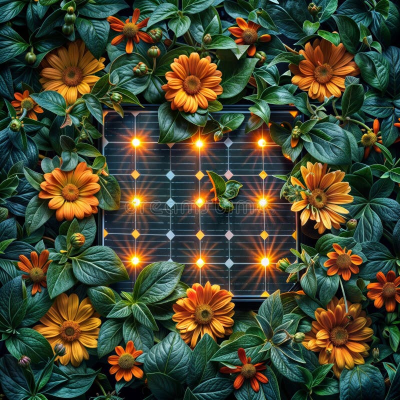Solar Panels and Flowers: Glowing Lights Highlight Technology in ...