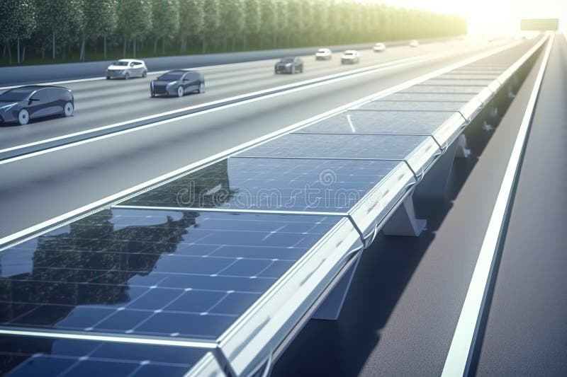 Solar Panels Generators Along the Highway. Clean Technologies of the ...