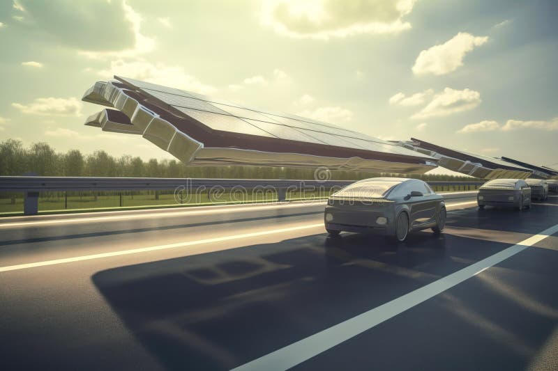 Solar Panels Generators Along the Highway. Clean Technologies of the ...