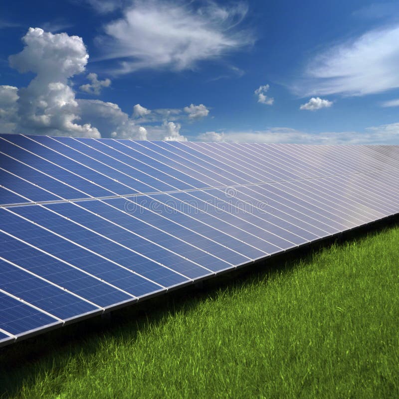 Solar panels on the grass stock image. Image of nature - 25041127