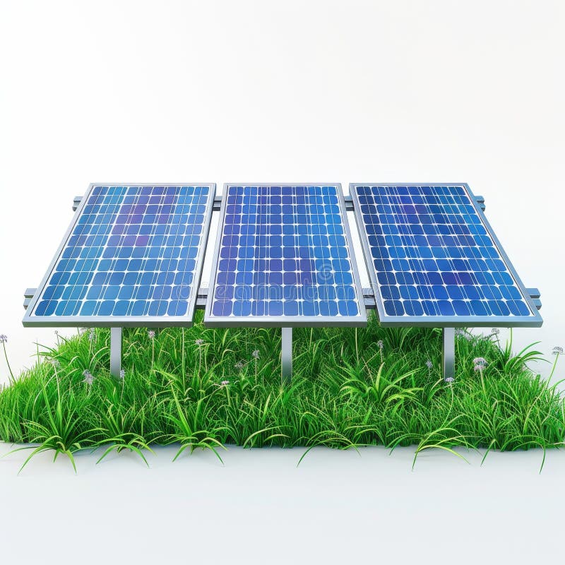 Solar Panels on Grass Field Harnessing Solar Energy with Engineering ...