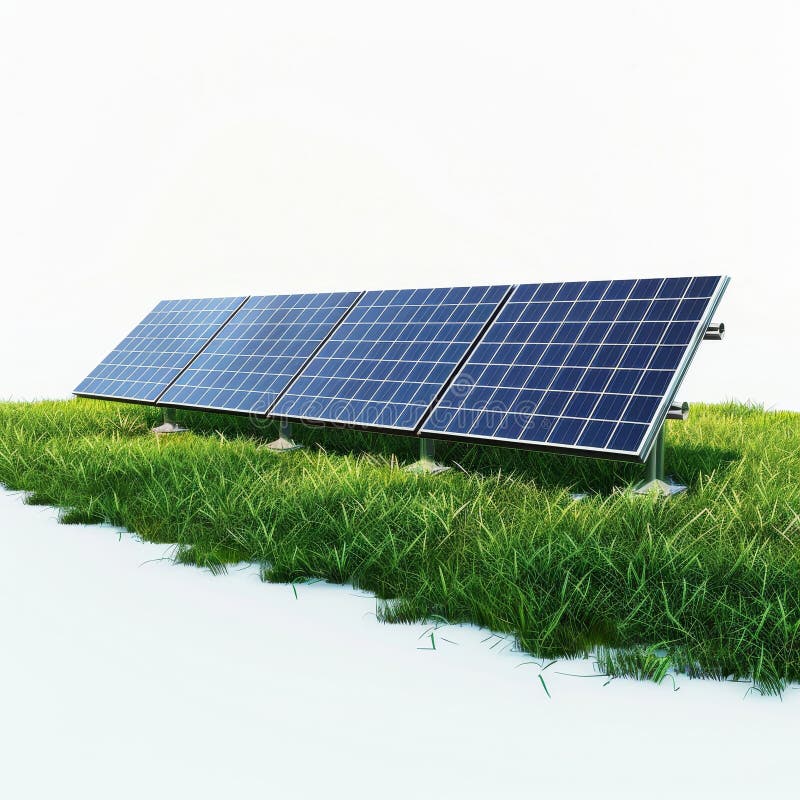 Solar Panels on Grass Field Harnessing Solar Energy with Engineering ...