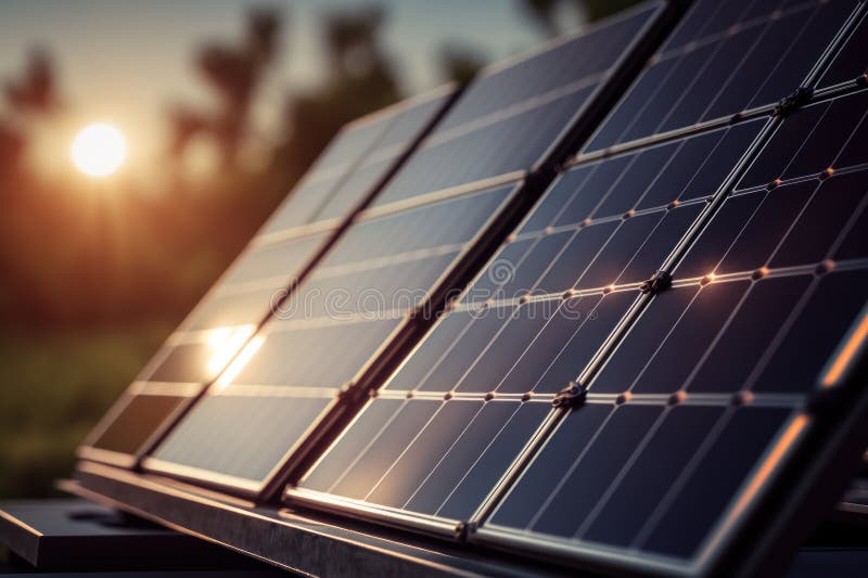 A Solar Panels, Green Energy Generative AI Stock Illustration ...