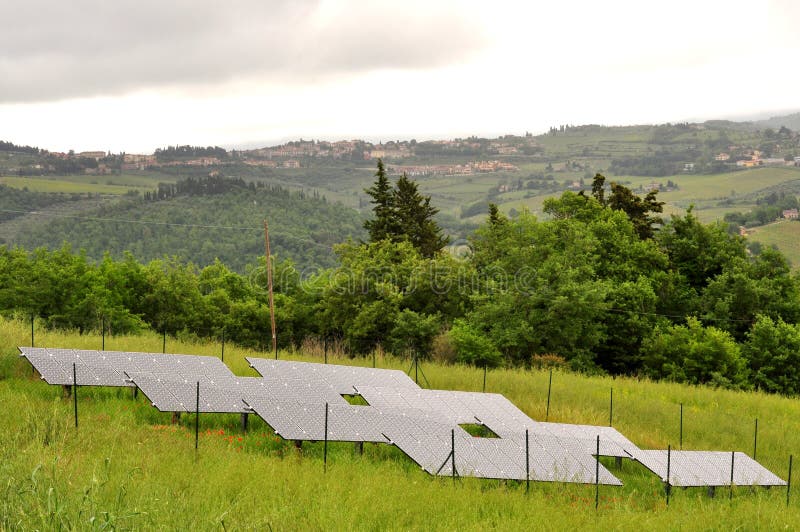Solar Panels for Green Energy in Tuscany, Italy Stock Photo - Image of ...