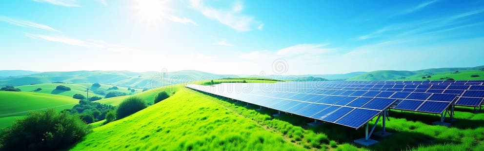 Solar Panels in Green Fields Sunny Day Banner - AI GENERATED IMAGE ...