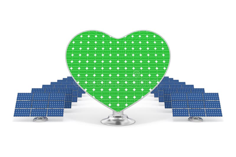 Solar panels green heart 2 stock illustration. Illustration of ...