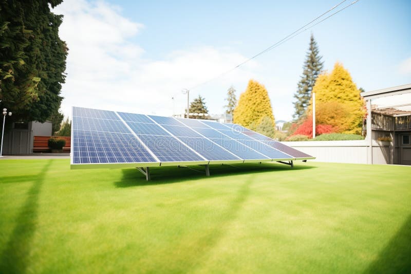 Solar Panels beside Green Rooftop Lawn in Daylight Stock Image - Image ...
