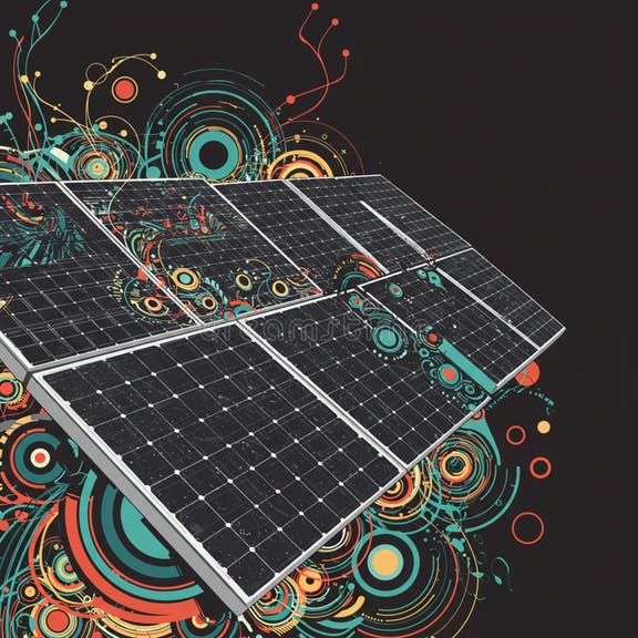 Solar Panels with a Grid of Dark Rectangular Cells are Overlaid with ...