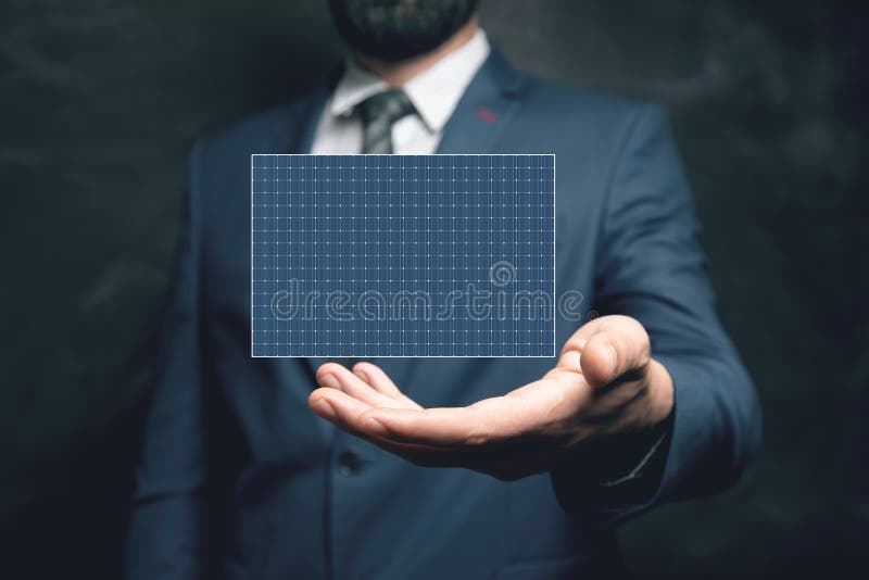 Solar Panels in Hand. Man Holding in His Hand Stock Photo - Image of ...