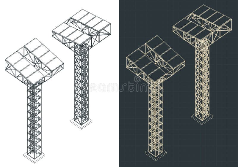 Solar Panels on a High Farm Isometric Blueprints Stock Vector ...