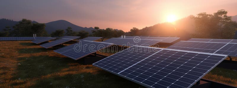 Solar Panels, on the House in the Field, Green Tariff. Generative AI ...