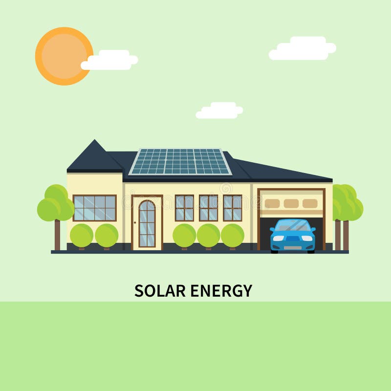 Solar panels on the house. stock vector. Illustration of modern - 103979013