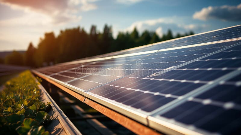Solar Panels on a House Roof during a Summer Day Stock Photo - Image of ...