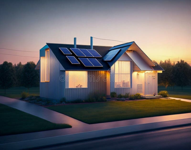 Solar Panels on Houses. Alternative Energy Stock Illustration ...