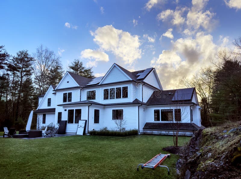 Solar Panels Installation in Progress Stock Image - Image of home, blue ...
