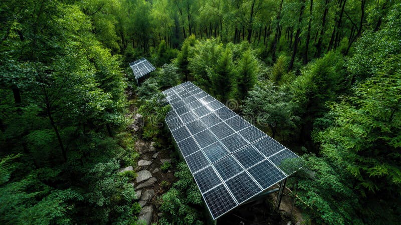 Solar Panels Installed in the Green Forest Clean Alternative Energy ...