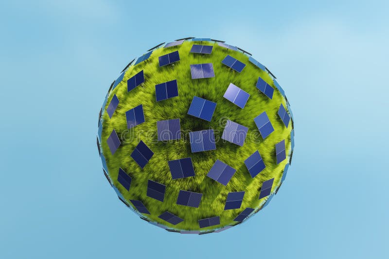 Solar Panels Installed on a Green Sphere Stock Illustration ...