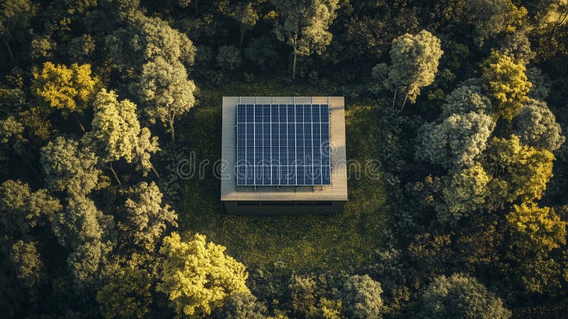 Solar Panels Installed on the Ground in the Forest Stock Illustration ...