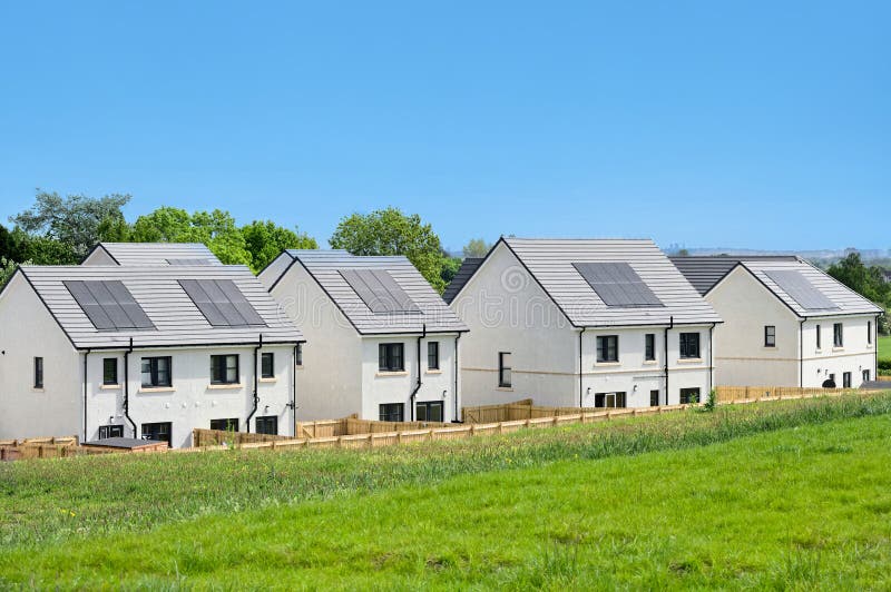 Solar Panels Installed on Home Roofs at New Housing Development Stock ...