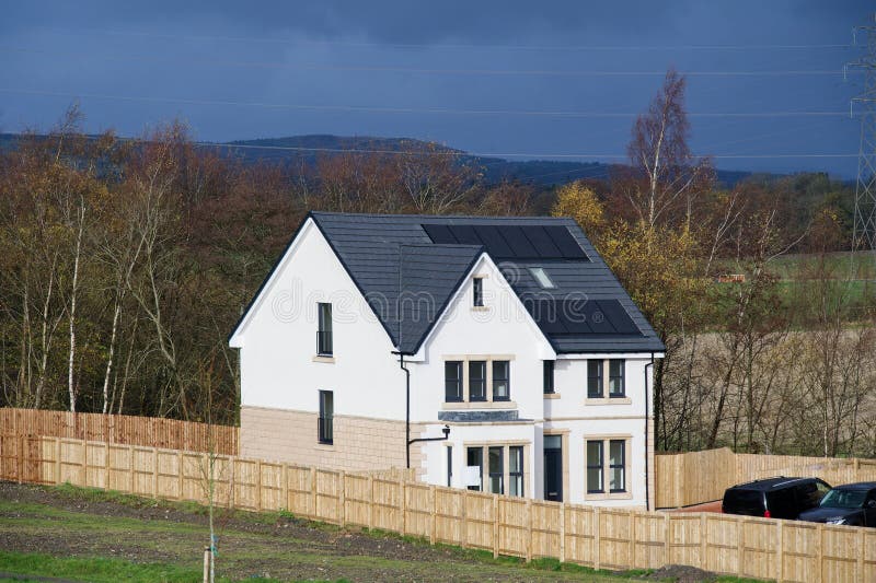 Solar Panels Installed on Home Roofs at New Housing Development Stock ...