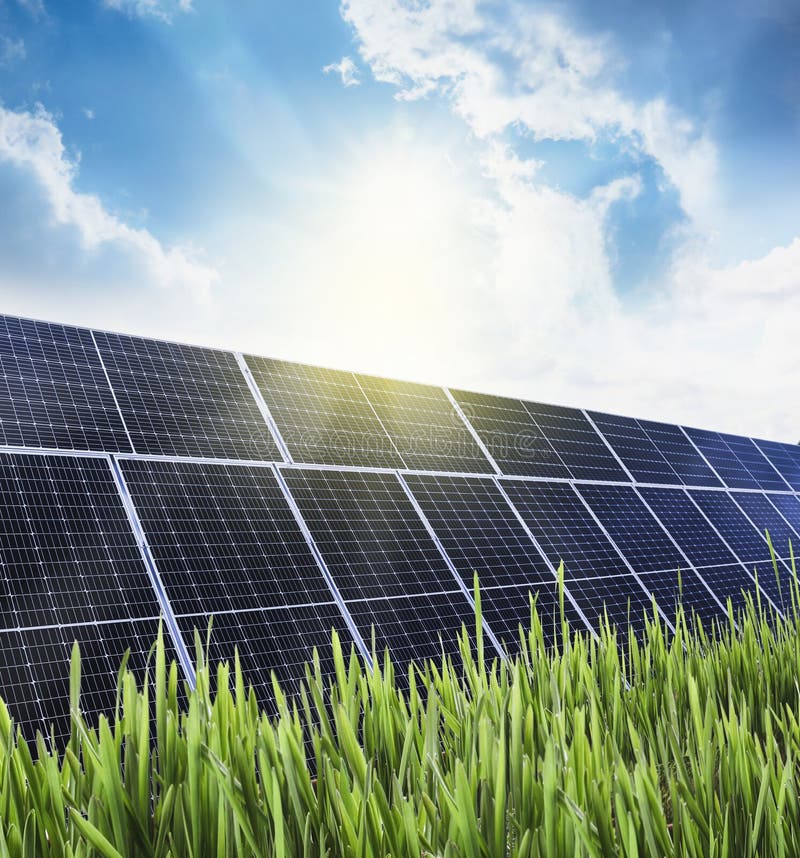 Solar Panels Installed Outdoors. Alternative Energy Source Stock Photo ...