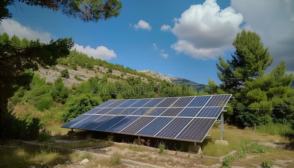 Solar Panels Installed Outdoors. Alternative Energy Source Stock Photo ...