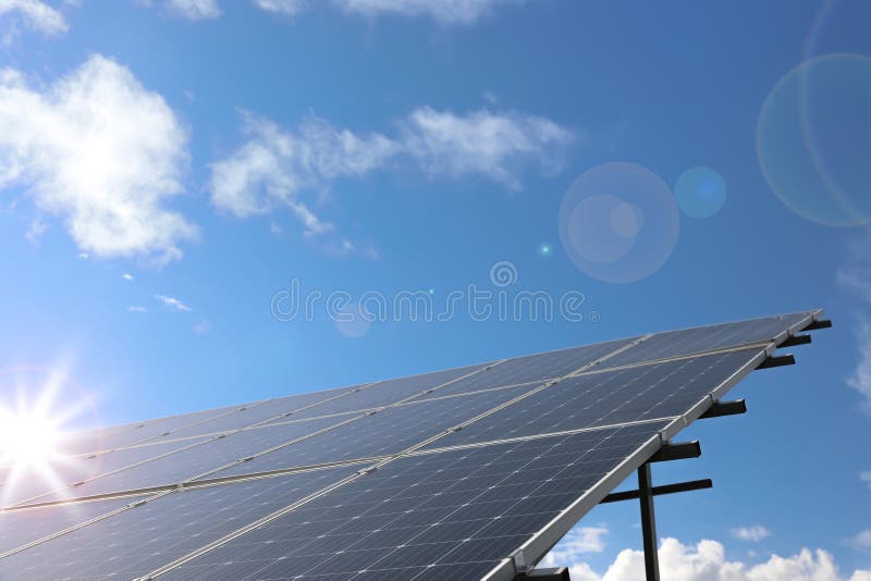 Solar Panels Installed Outdoors. Alternative Energy Source Stock Photo ...