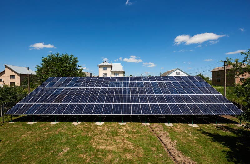 Solar Panels Installed on Outdoors Opened Space, Frontview Stock Photo ...