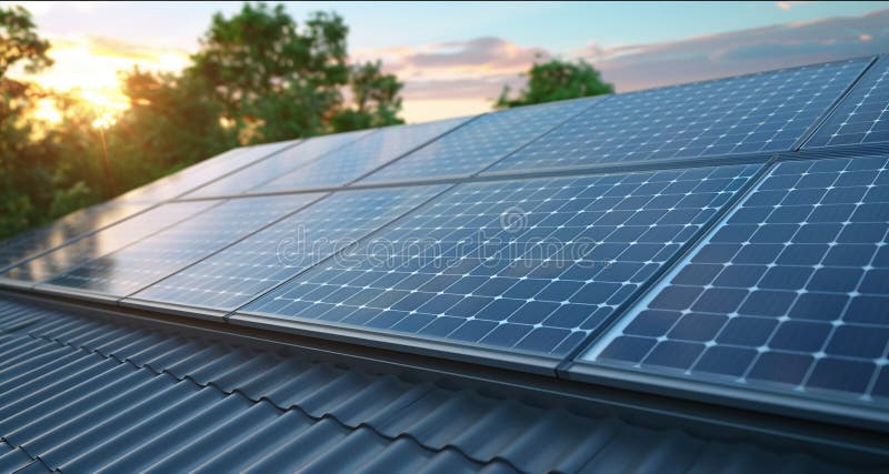 Solar Panels Installed on a Roof for Energy Generation Stock ...