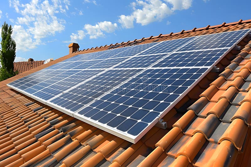 Solar Panels Installed on the Roof Rooftop of a Residential Modern ...