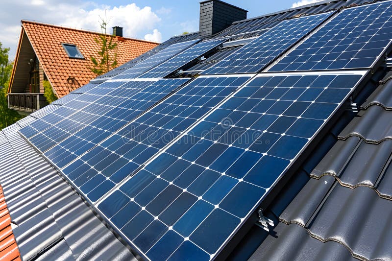 Solar Panels Installed on the Roof Rooftop of a Residential Modern ...