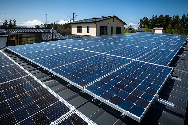 Solar Panels Installed on the Roof Rooftop of a Residential Modern ...