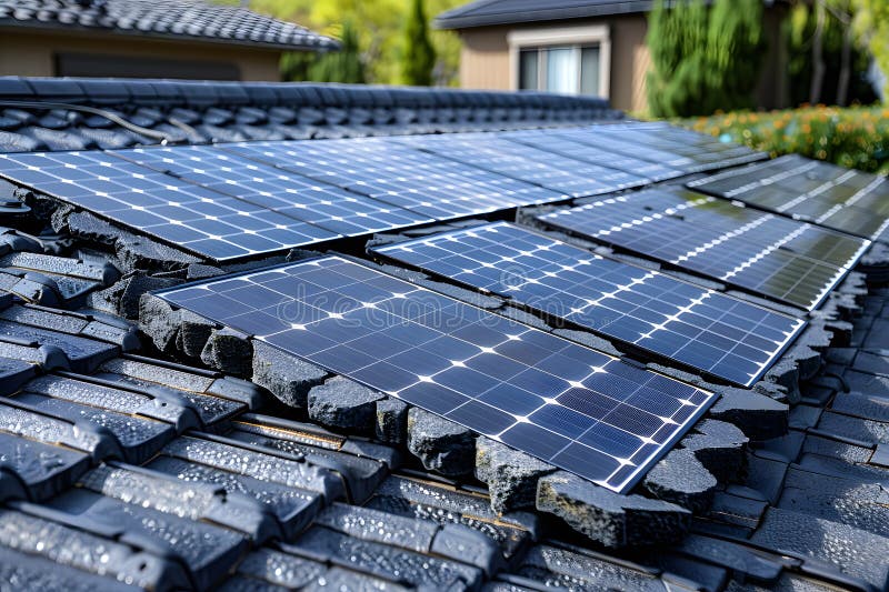 Solar Panels Installed on the Roof Rooftop of a Residential Modern ...