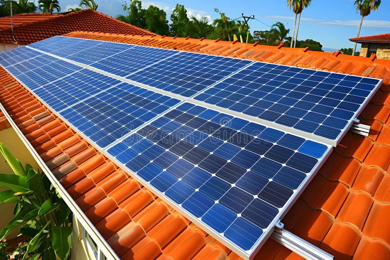 Solar Panels Installed on the Roof Rooftop of a Residential Modern ...