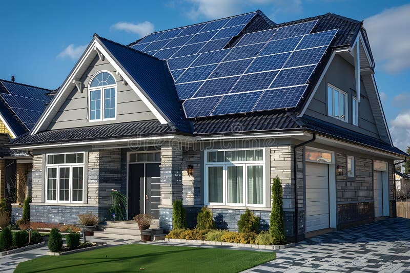 Solar Panels Installed on the Roof Rooftop of a Residential Modern ...