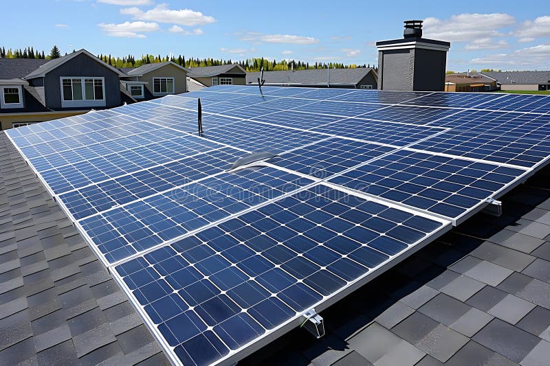 Solar Panels Installed on the Roof Rooftop of a Residential Modern ...