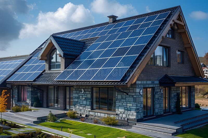 Solar Panels Installed on the Roof Rooftop of a Residential Modern ...