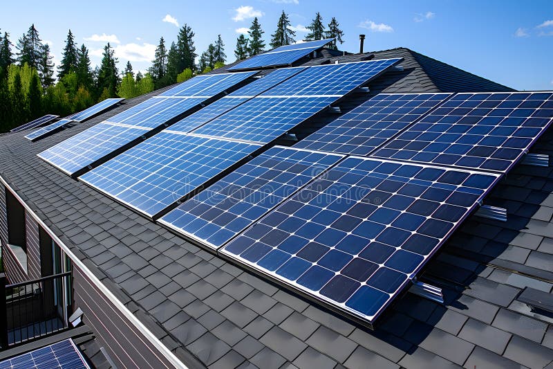 Solar Panels Installed on the Roof Rooftop of a Residential Modern ...