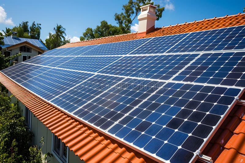 Solar Panels Installed on the Roof Rooftop of a Residential Modern ...