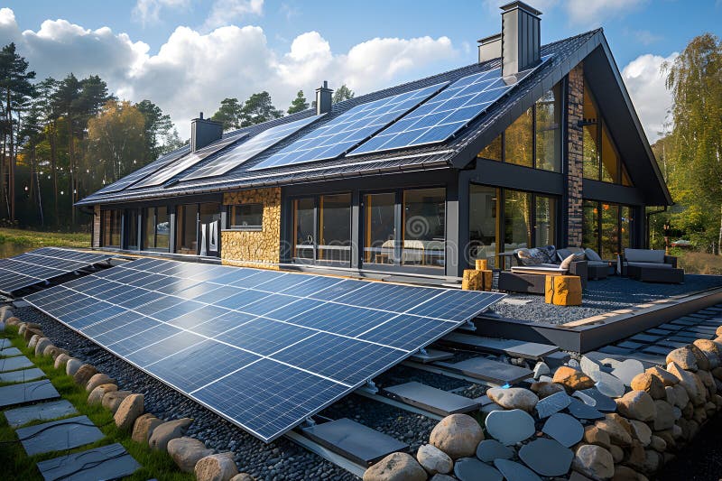 Solar Panels Installed on the Roof Rooftop of a Residential Modern ...
