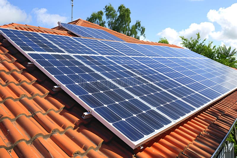 Solar Panels Installed on the Roof Rooftop of a Residential Modern ...