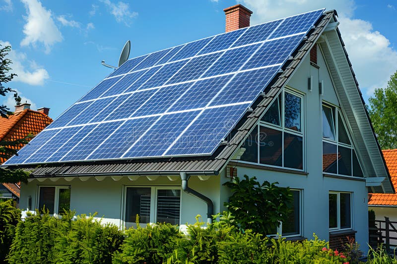 Solar Panels Installed on the Roof Rooftop of a Residential Modern ...