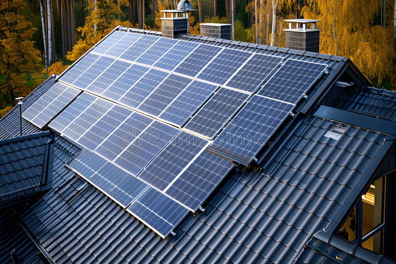 Solar Panels Installed on the Roof Rooftop of a Residential Modern ...