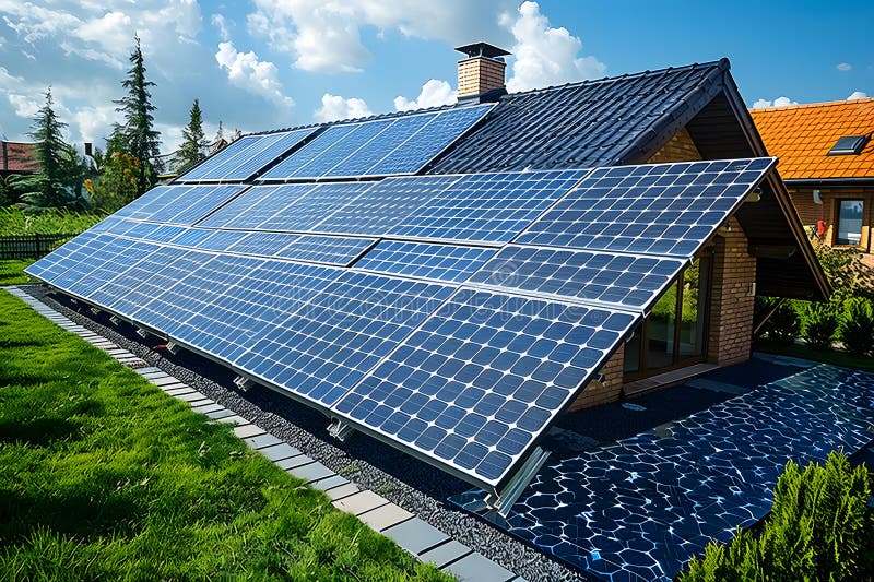 Solar Panels Installed on the Roof Rooftop of a Residential Modern ...