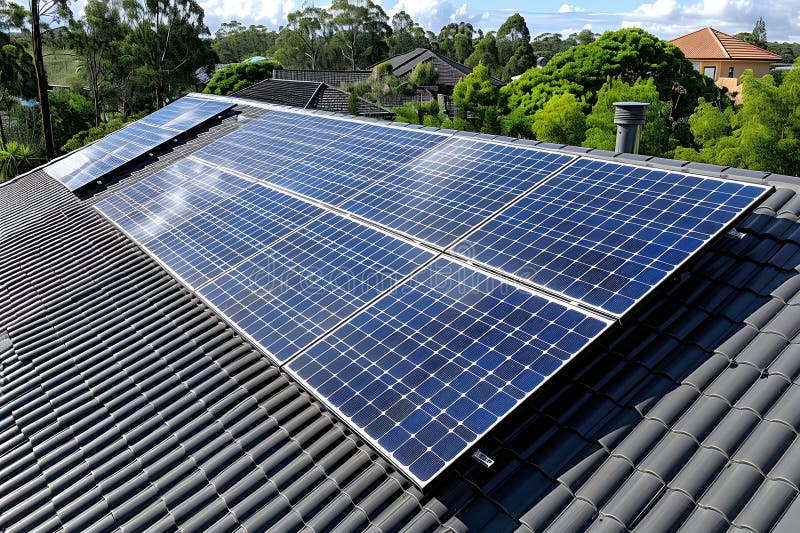 Solar Panels Installed on the Roof Rooftop of a Residential Modern ...