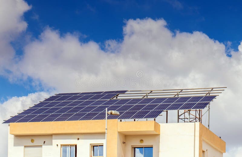 Solar Panels Installed on a Rooftop Stock Image - Image of residential ...